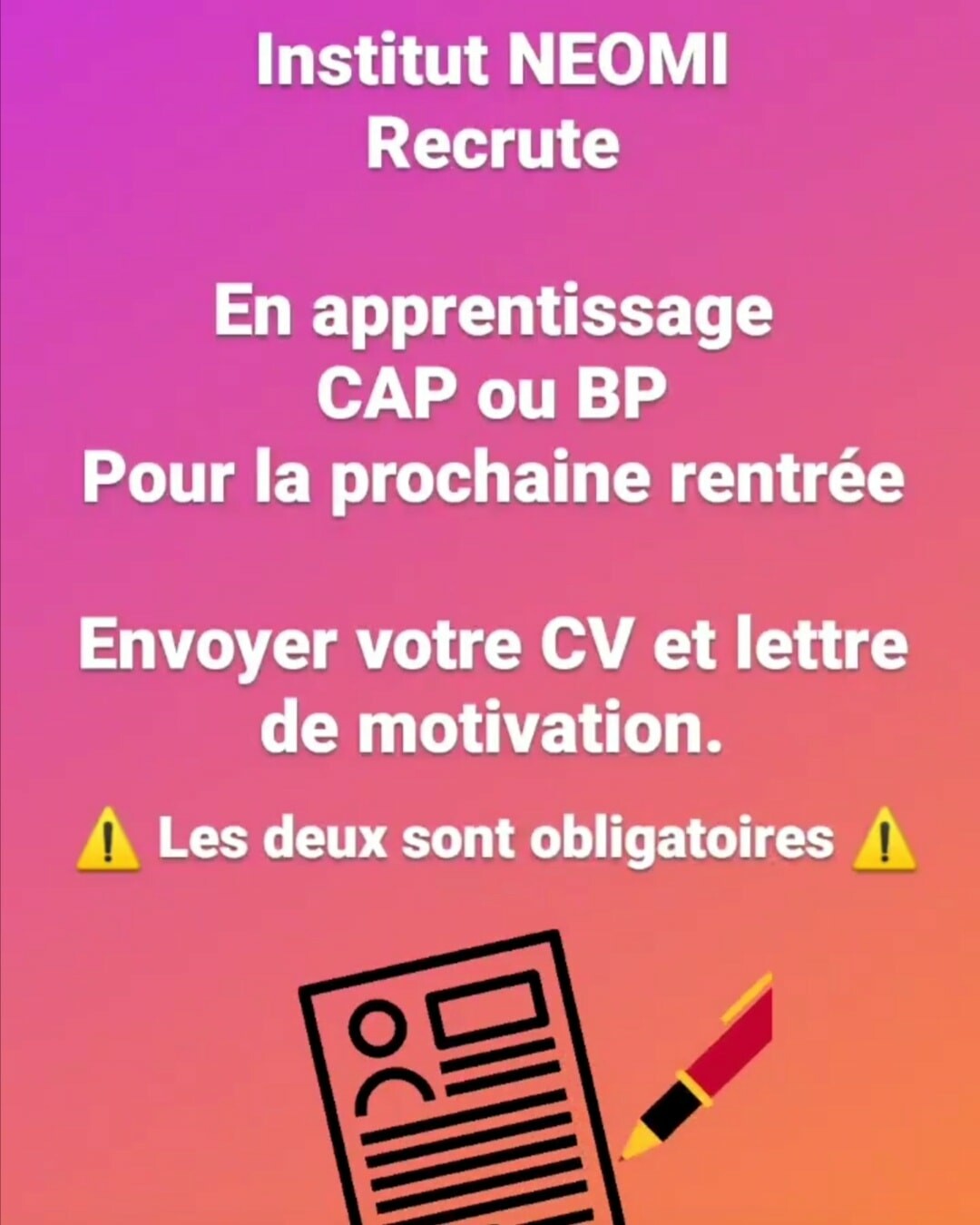 Offre D emploi Institut NEOMI Recrute CAP Ou BP