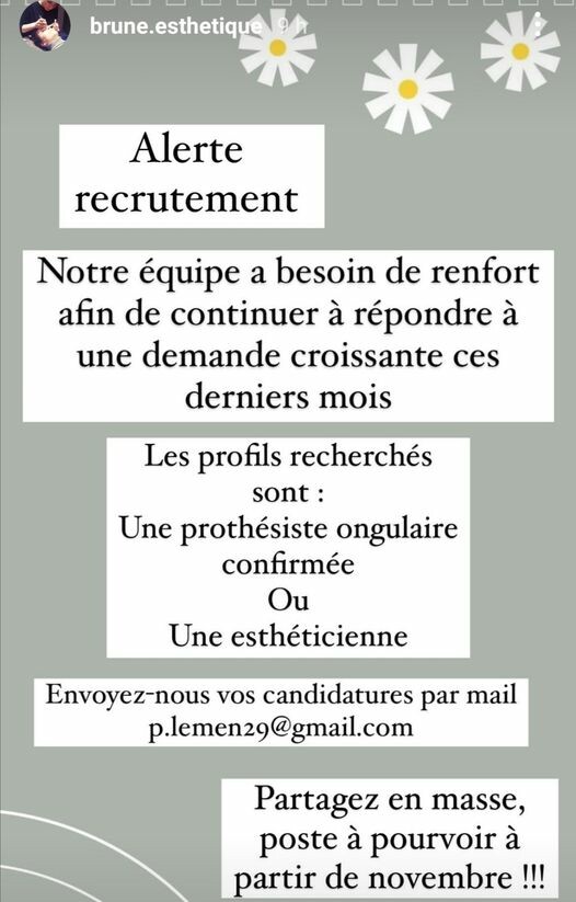 Brune esthétique : alerte recrutement - lamballe