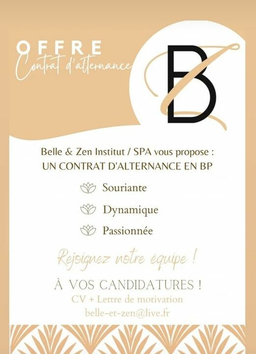 Contrat d'alternance : Belle & Zen Institut / SPA